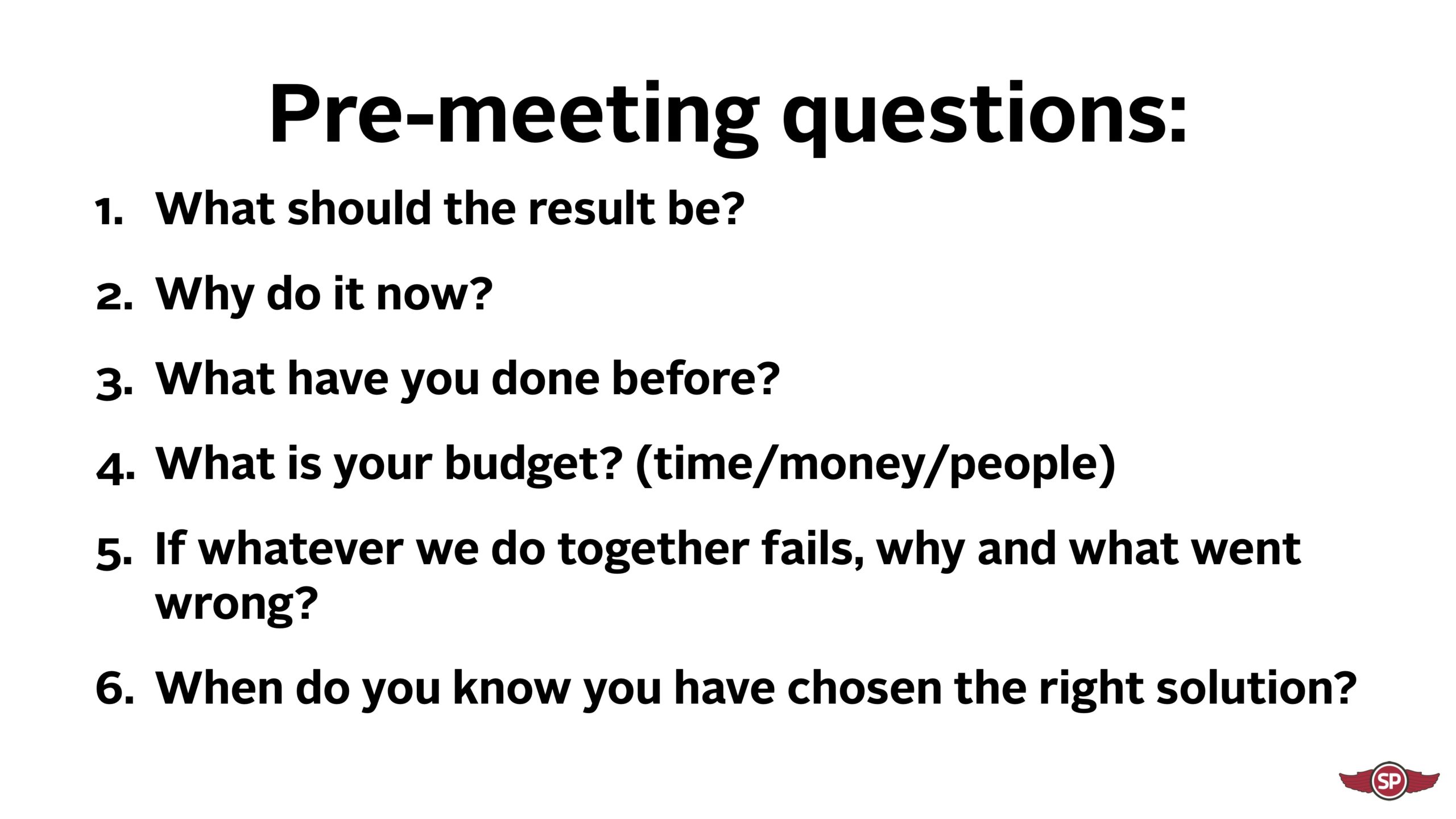 Pre meeting questions - SalesPilots Use before the meeting
