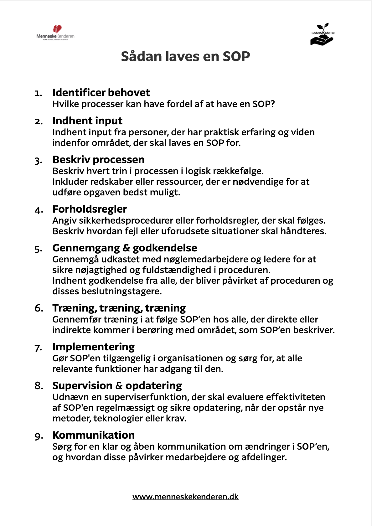 Sådan laver du en SOP - MenneskeKenderen